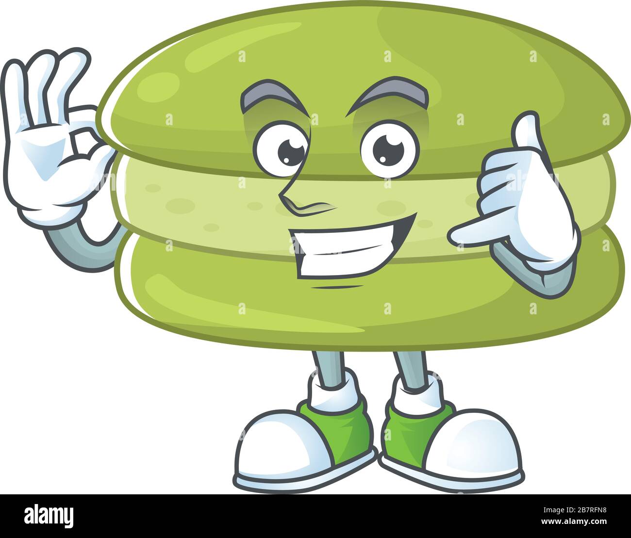 Call me funny gesture coconut macarons mascot cartoon design Stock ...
