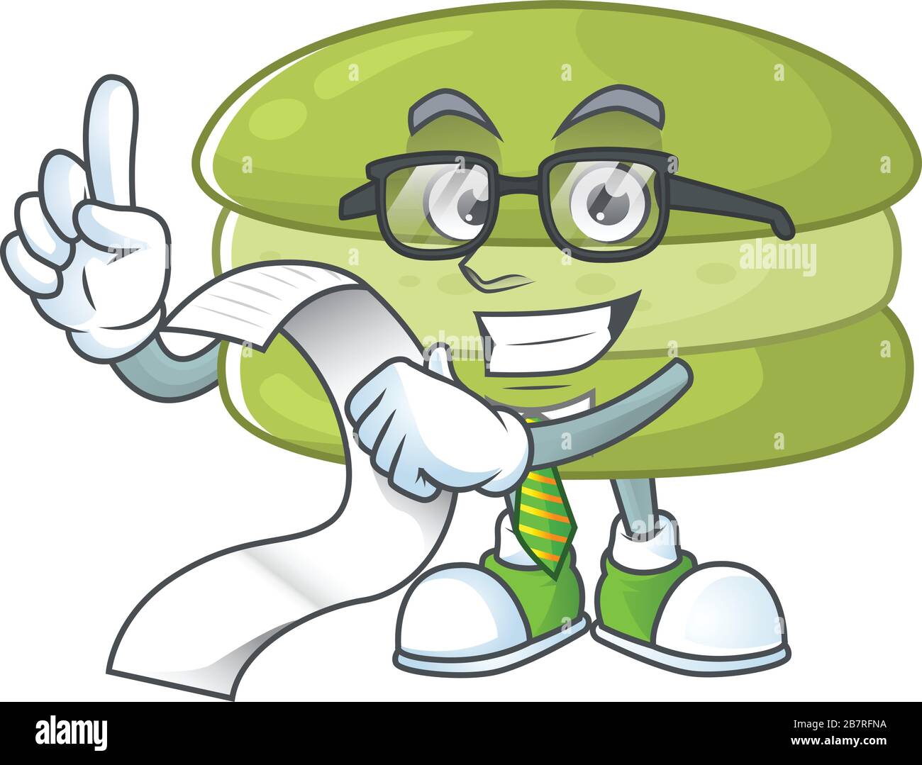 cartoon character of coconut macarons holding menu on his hand Stock ...