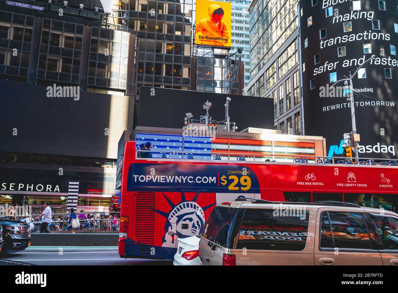 New York City/USA - May 24, 2019 New York City Hop on Hop off Tour Bus ...