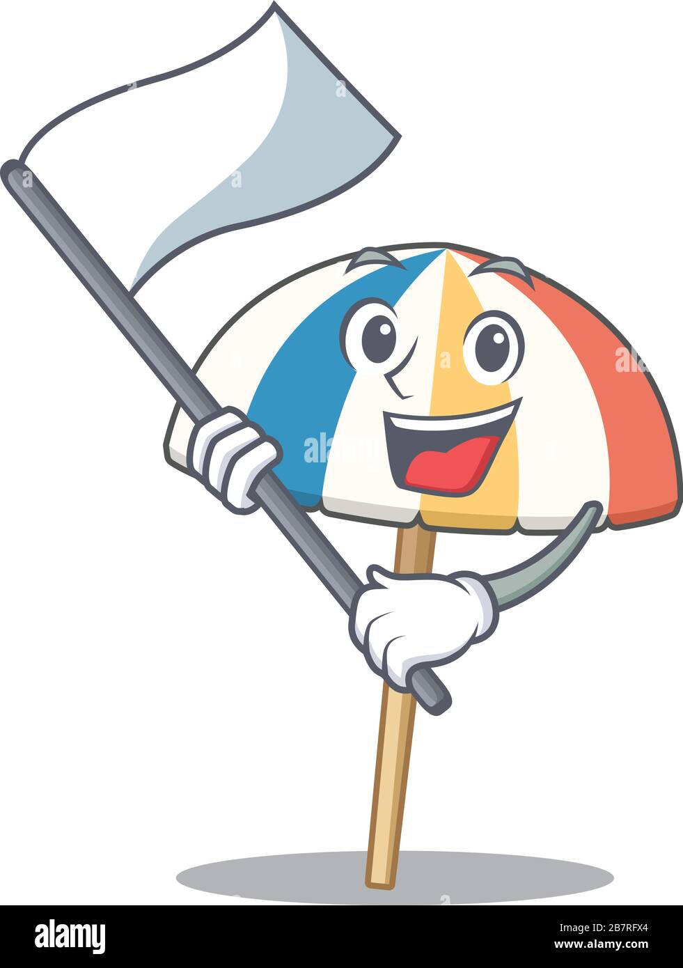 beach umbrella cartoon character design holding standing flag Stock ...