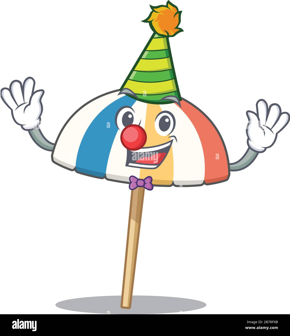 Cute and Funny Clown beach umbrella cartoon character mascot style ...