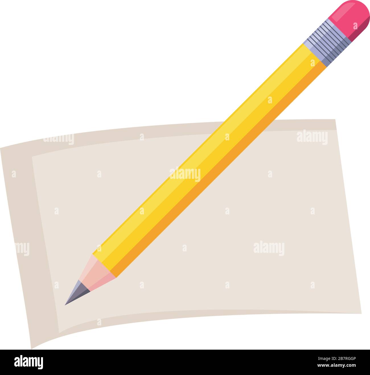 sheet of paper with pencil on white background vector illustration ...
