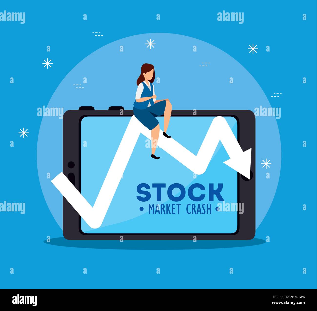 stock market crash with businesswoman and tablet device Stock Vector ...