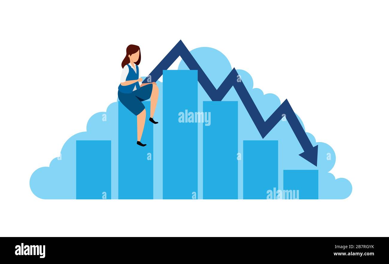 stock market crash with businesswoman and infographic Stock Vector ...