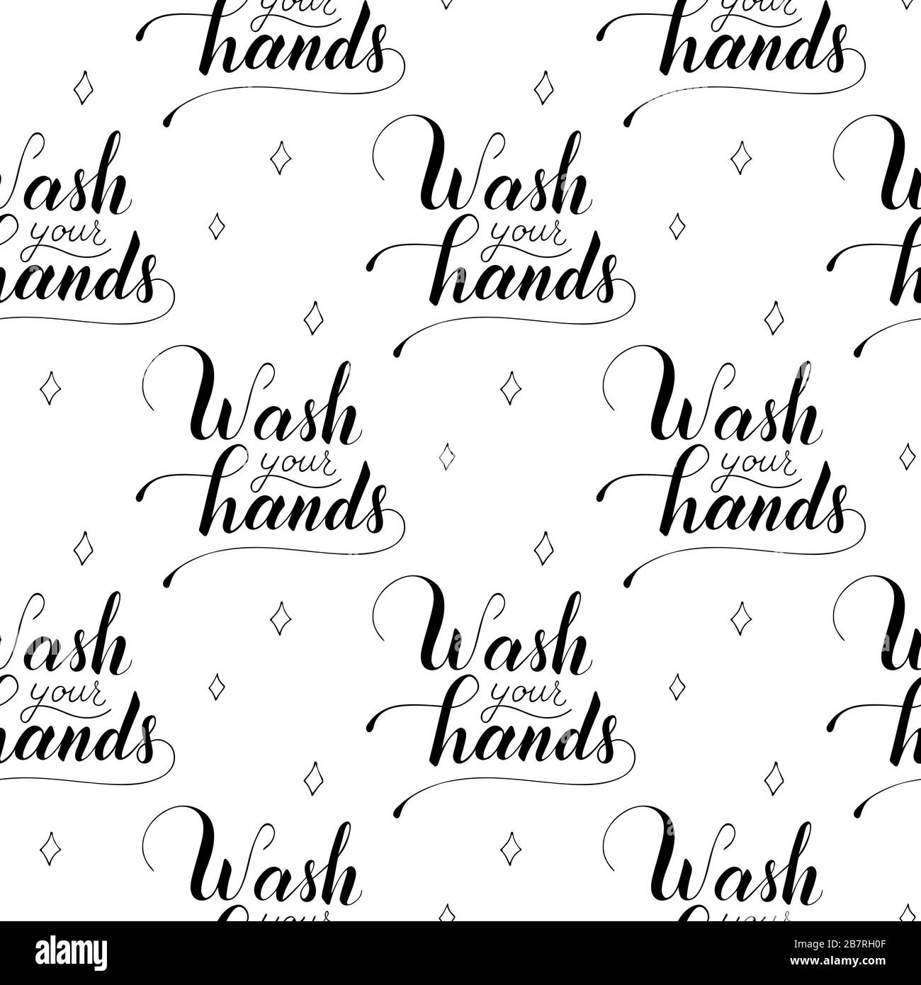Vector seamless pattern with wash your hands lettering text. Poster ...
