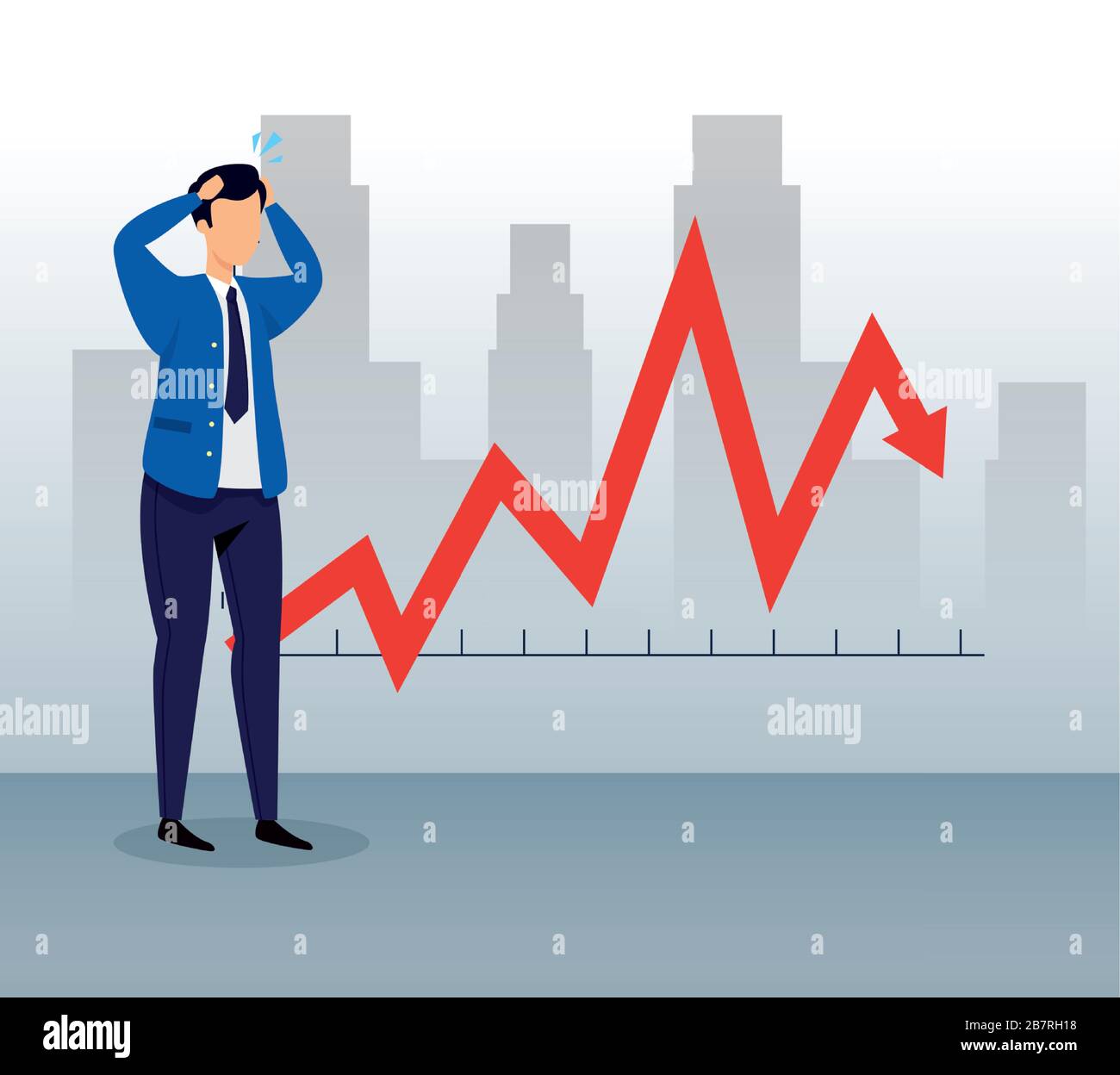 stock market crash with businessman and arrow down Stock Vector Image ...