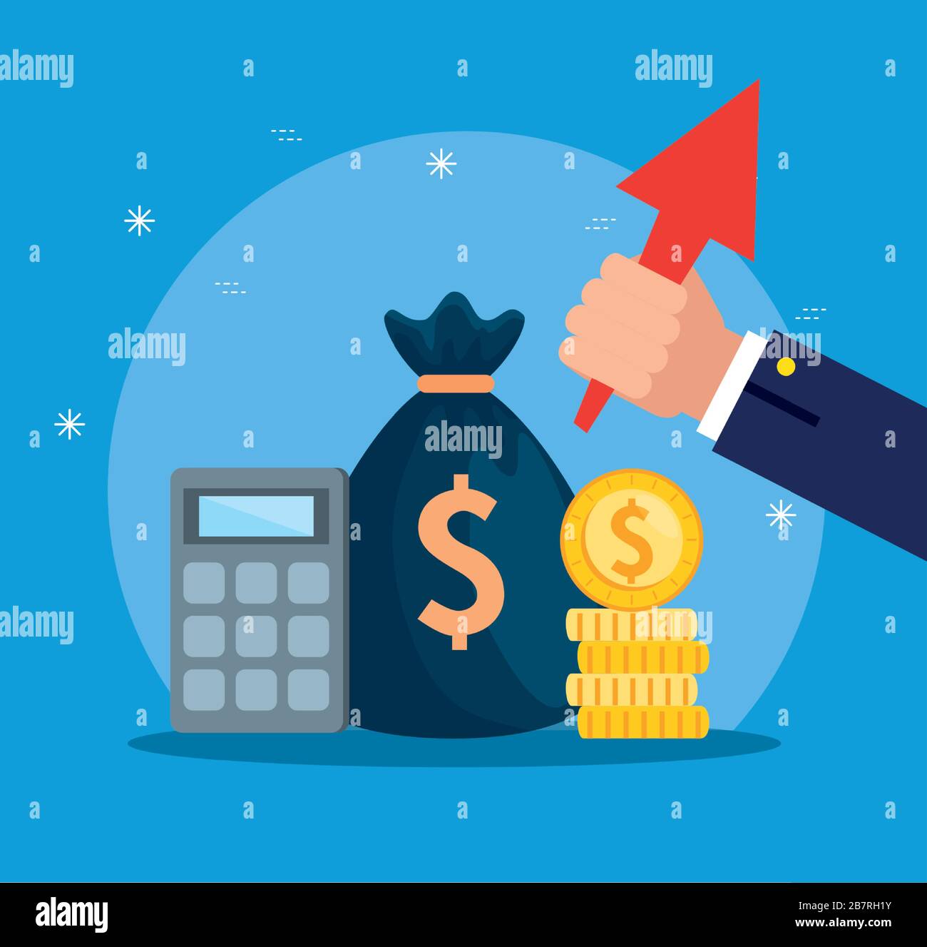 stock market crash with hand and icons Stock Vector Image & Art - Alamy