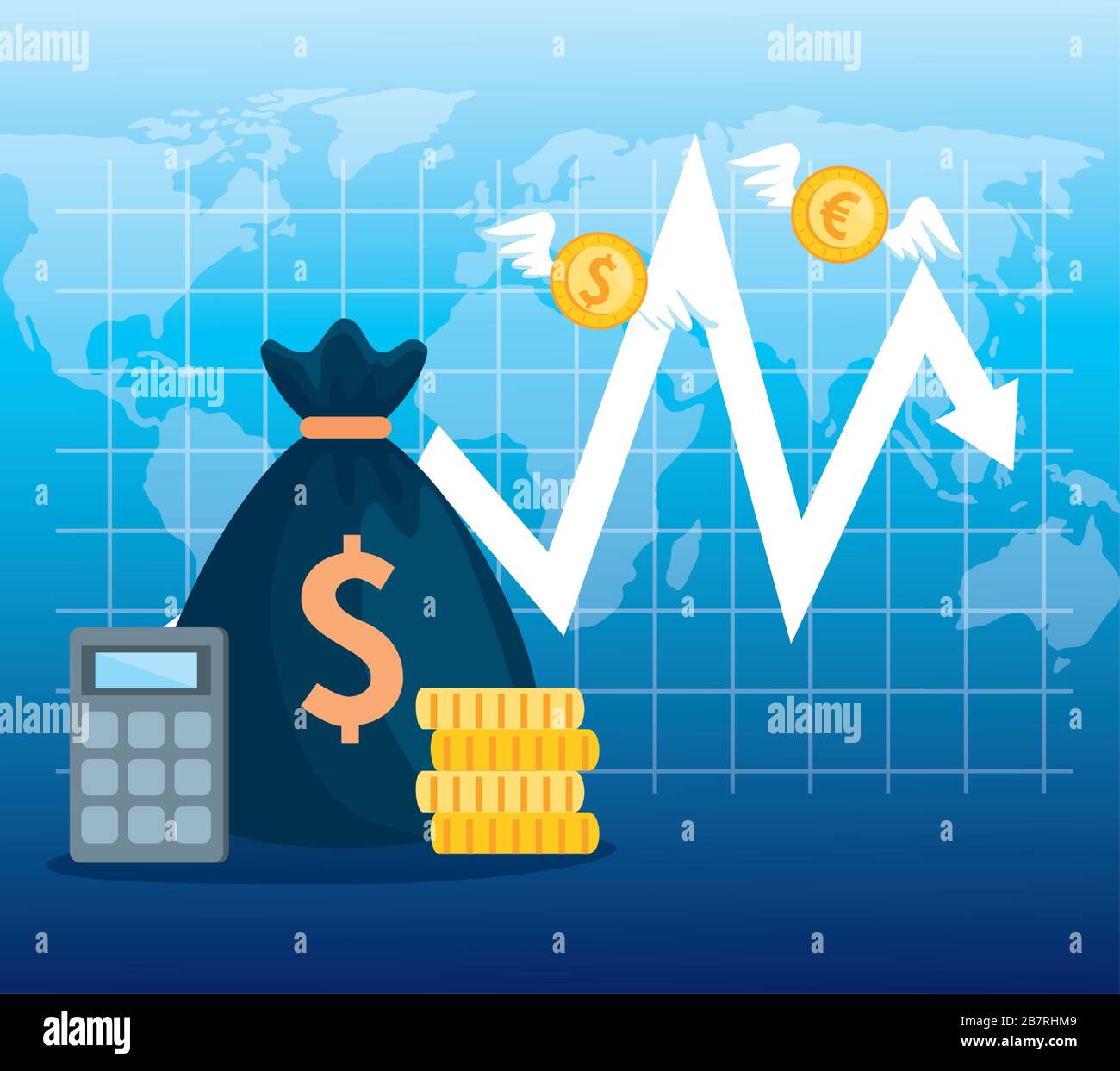 stock market crash with infographic and icons Stock Vector Image & Art ...