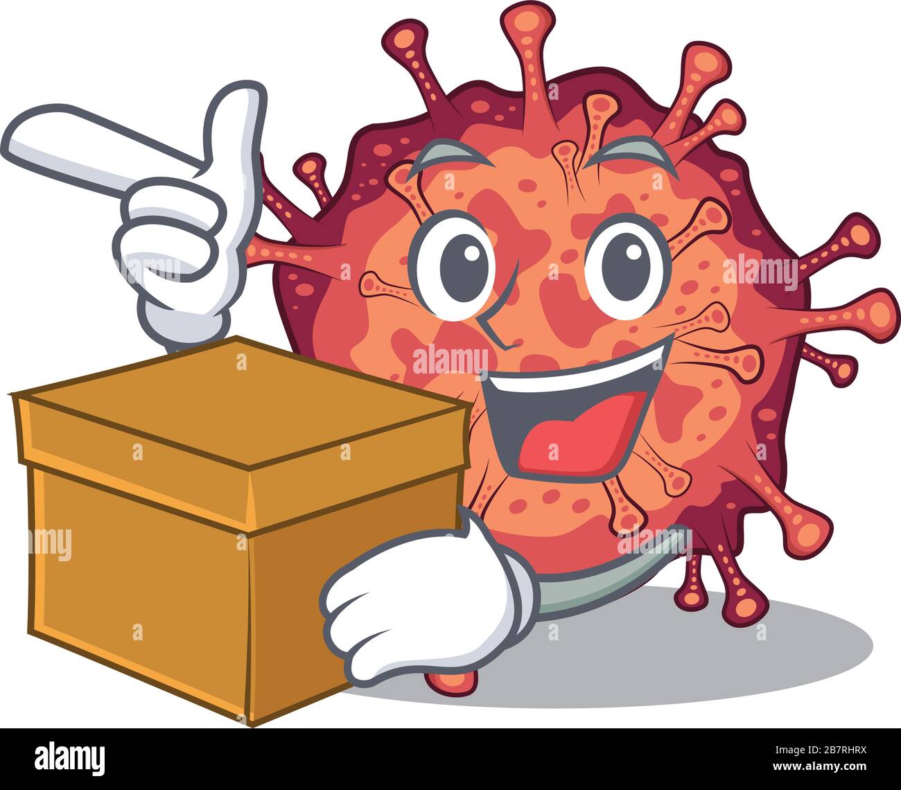 Contagious corona virus cartoon design style having a box Stock Vector ...