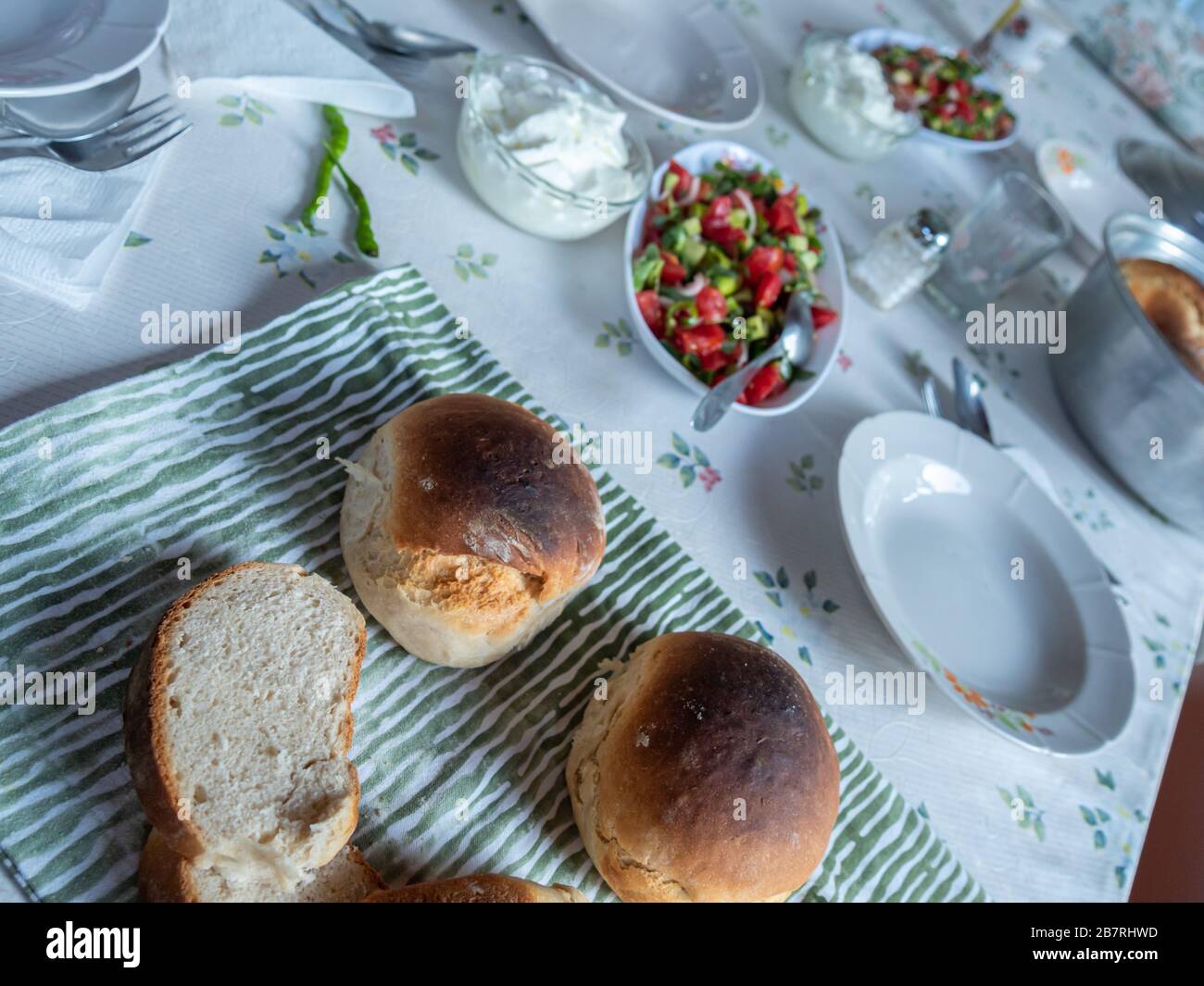 Turkish Traditional Dinning Table with empty dishes Stock Photo - Alamy