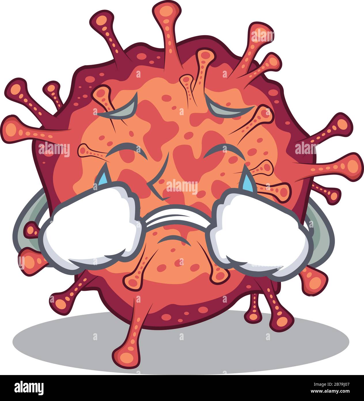 A Crying contagious corona virus cartoon mascot design style Stock ...