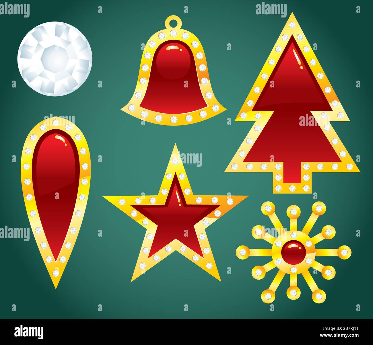 Christmas Gems Symbols Set - Famous holiday symbols in gel effect with ...
