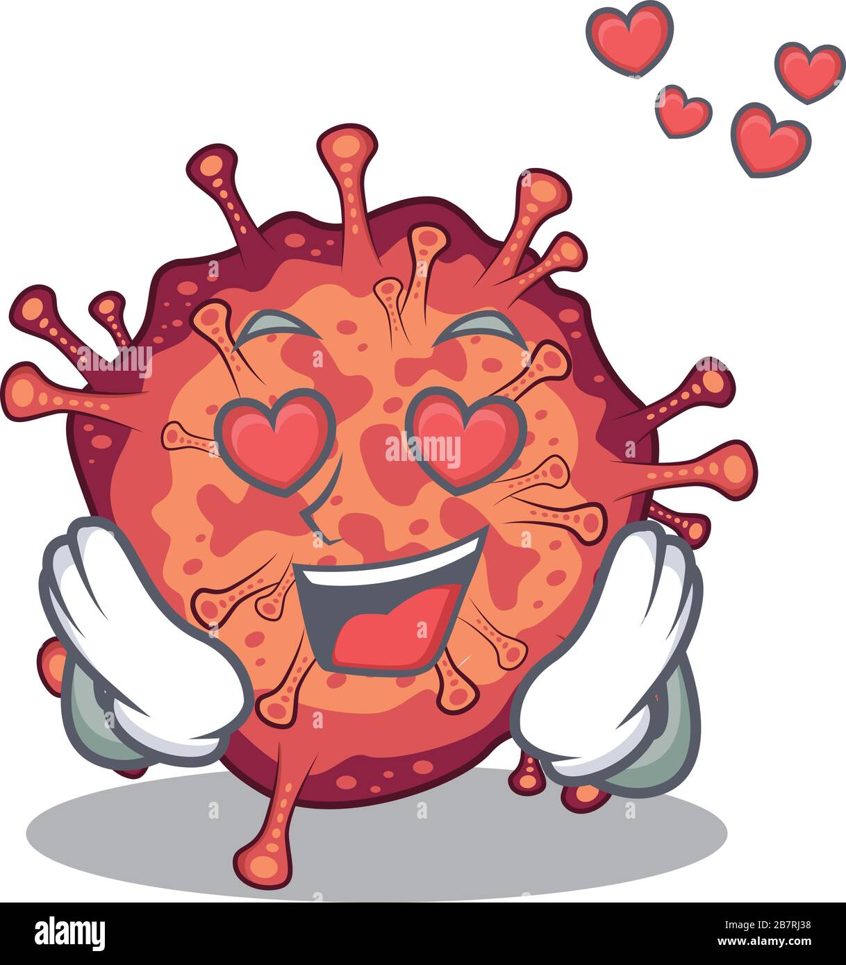 cute contagious corona virus cartoon character showing a falling in ...