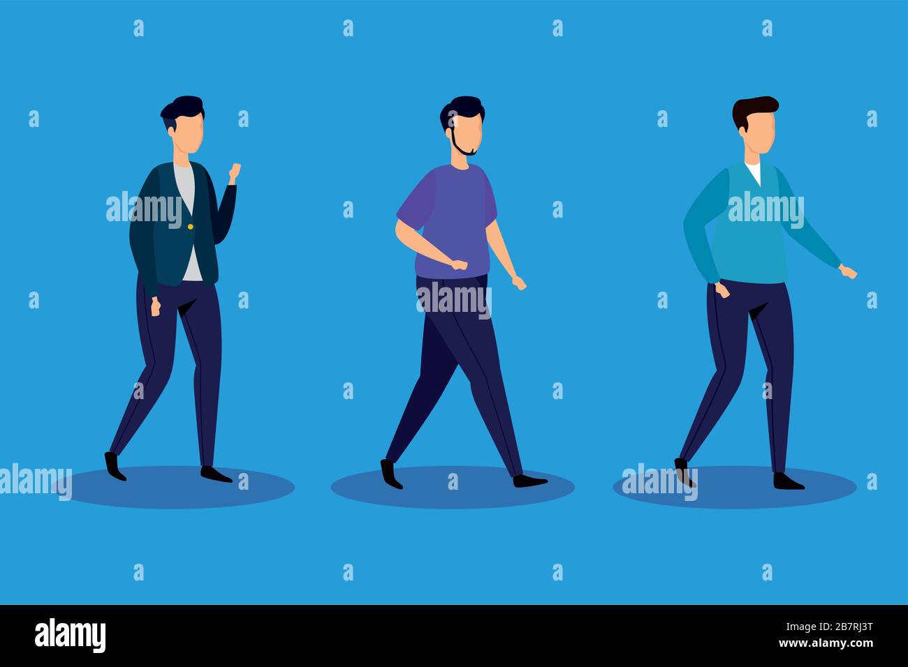 group of men in blue background Stock Vector Image & Art - Alamy