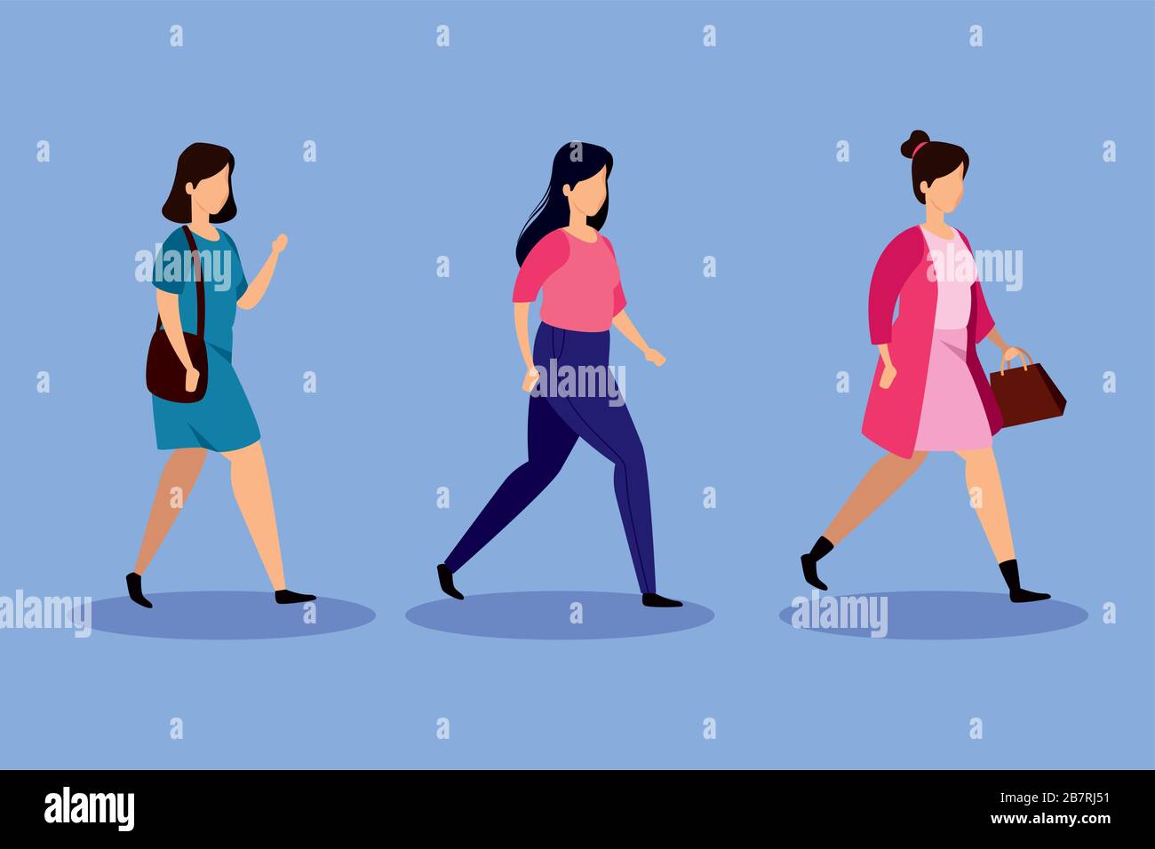 group of women walking avatar character icons Stock Vector Image & Art ...