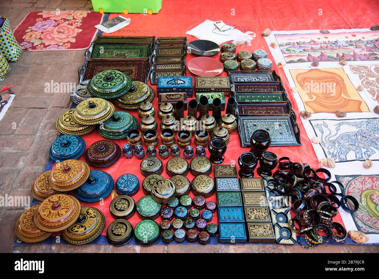 Myanmar: Bagan- Handicraft locally made being sold in the vicinity of ...