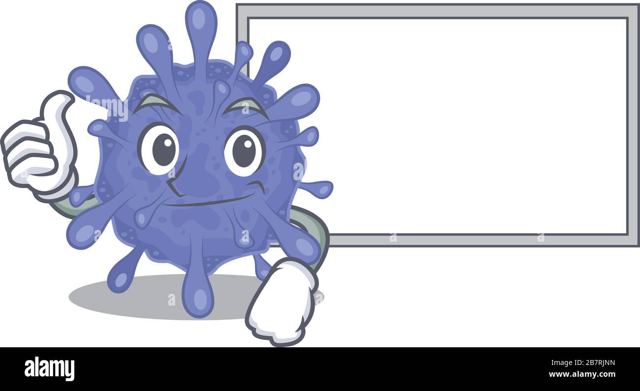 cute biohazard viruscorona cartoon character Thumbs up bring a white ...
