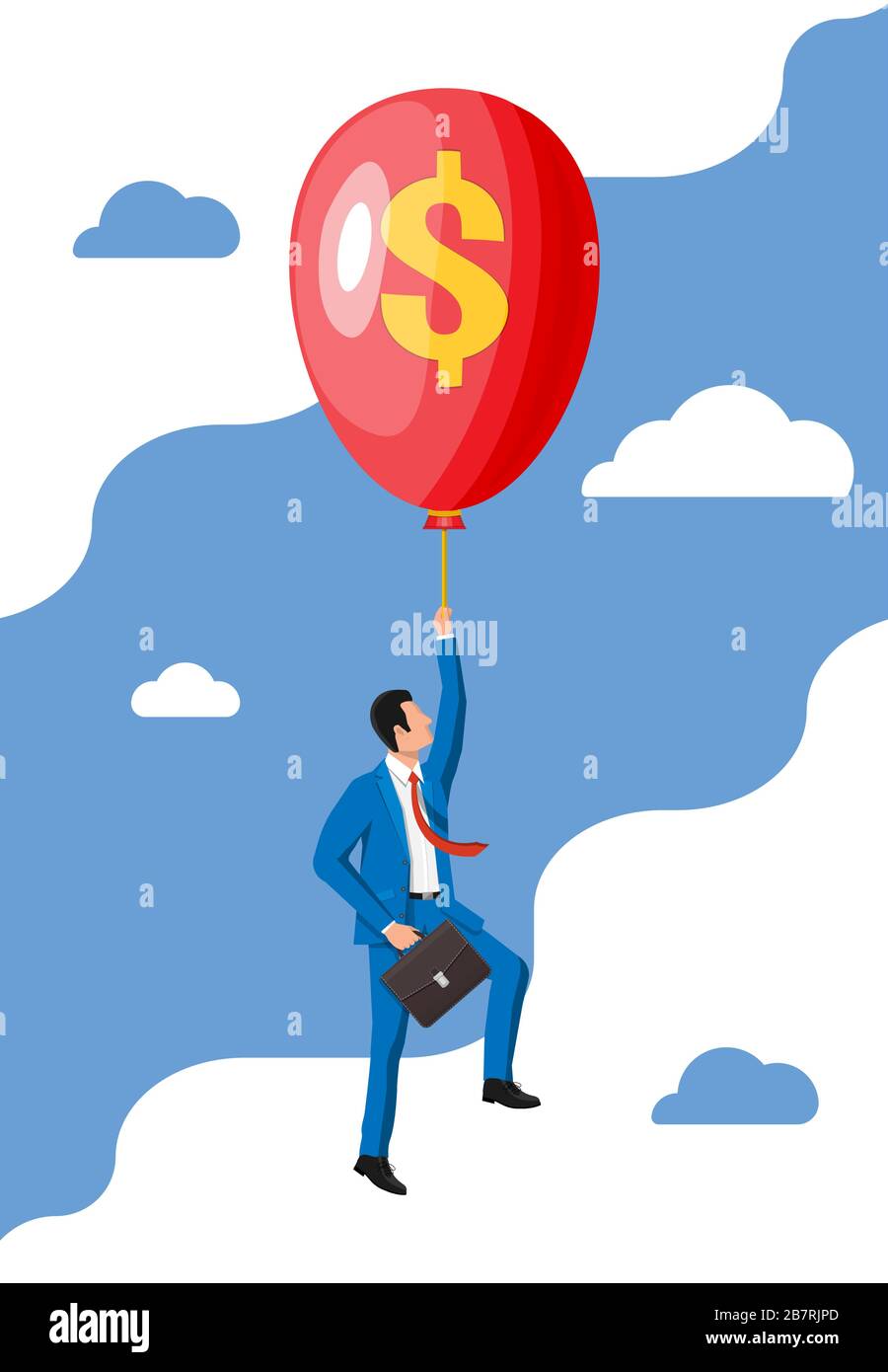 Businessman in suit flying a balloon Stock Vector Image & Art - Alamy