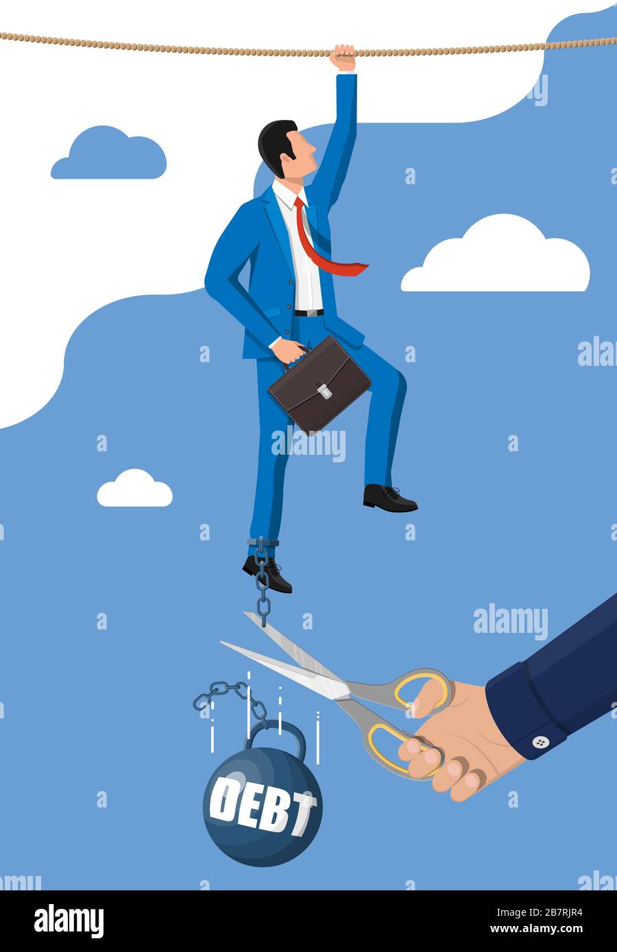 Hand with scissors cutting debt weight chain Stock Vector Image & Art ...