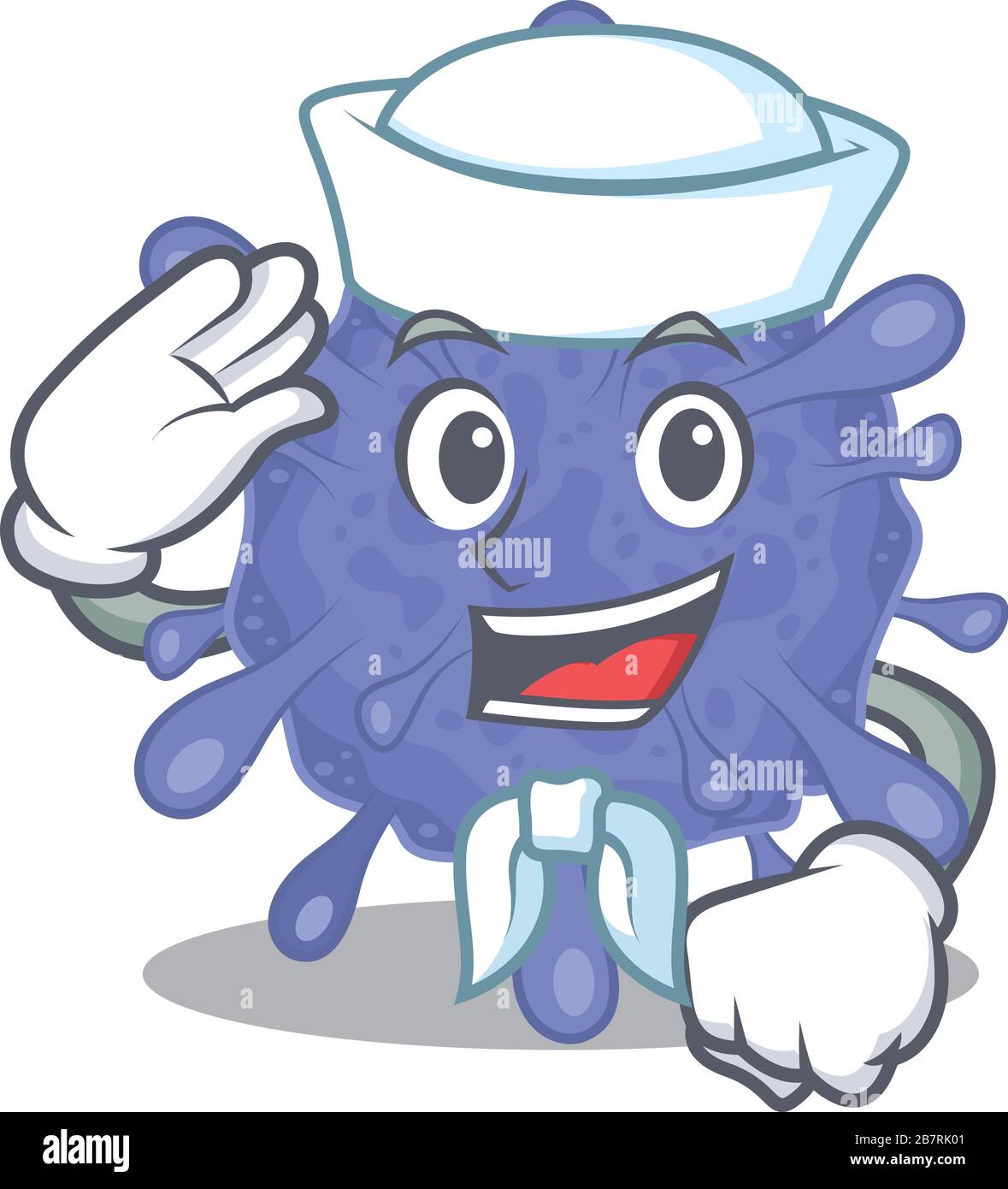 Cute biohazard viruscorona Sailor cartoon character wearing white hat ...
