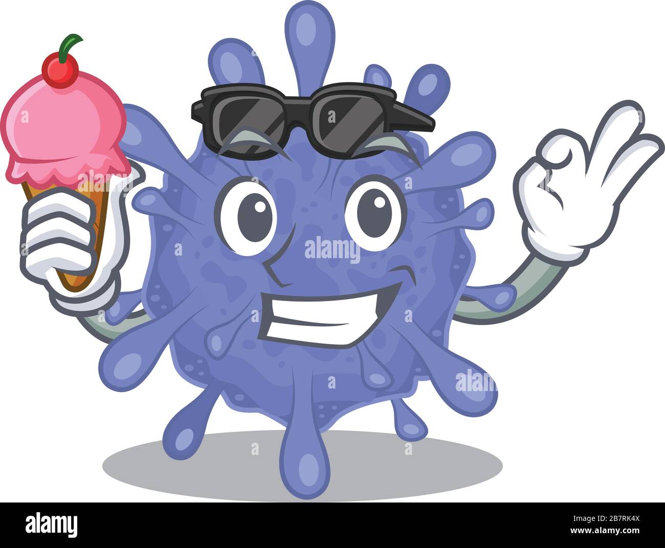 cartoon character of biohazard viruscorona holding an ice cream Stock ...