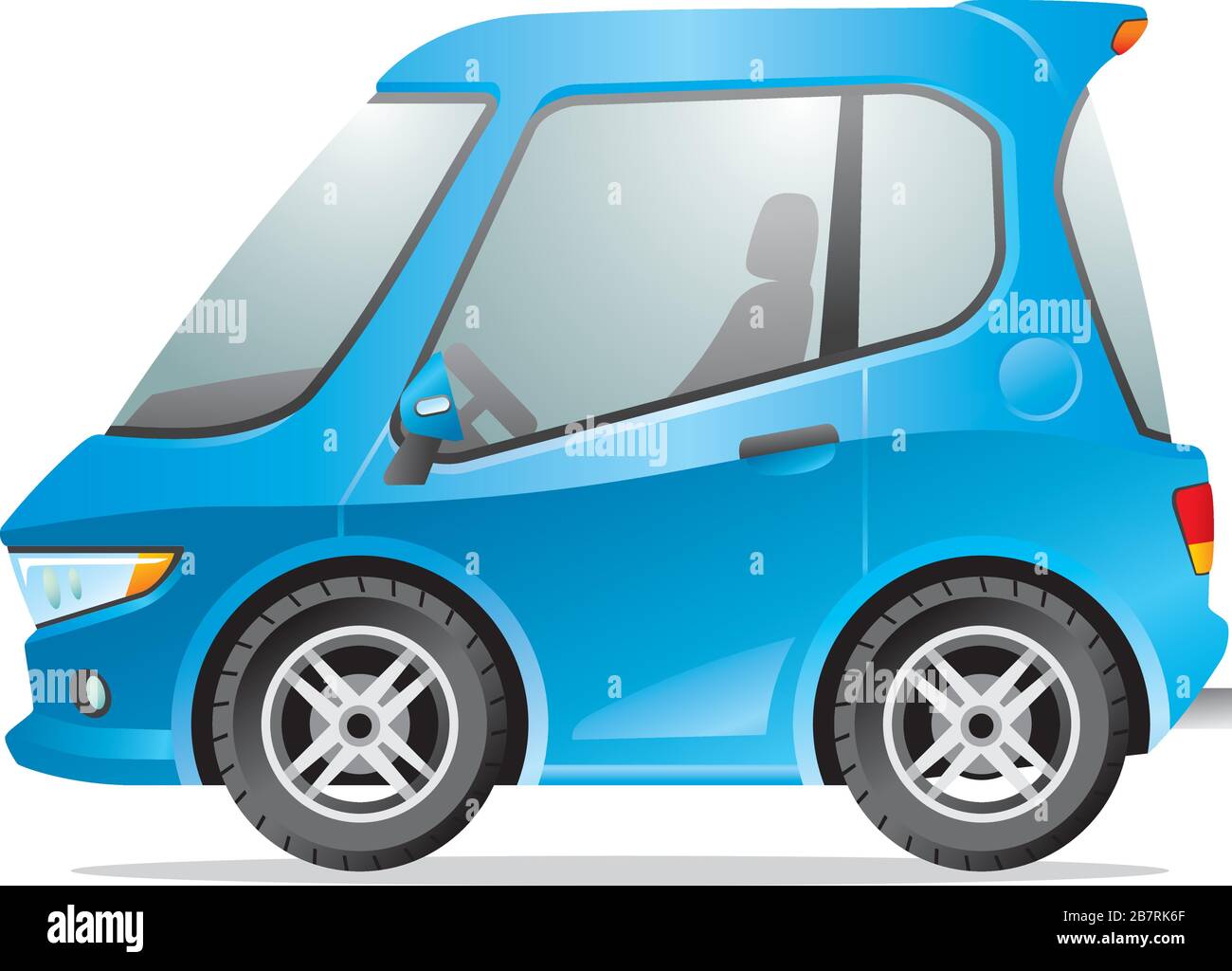 Fuel Efficient Mini Car - Blue Compact automobile isolated on white ...