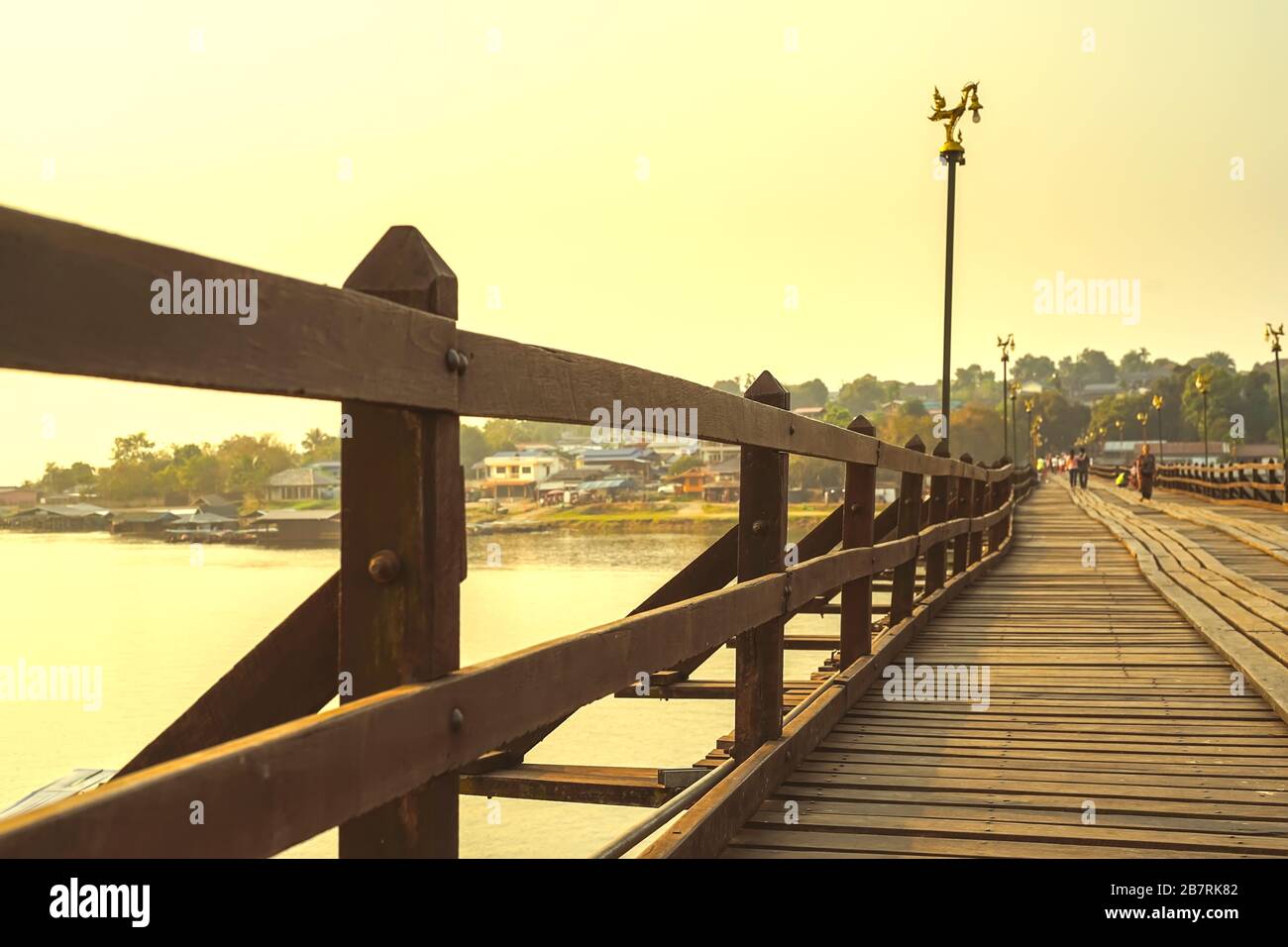 Mon Bridge or Uttamanusorn Bridge in Sangkhla Buri, Kanchanaburi ...
