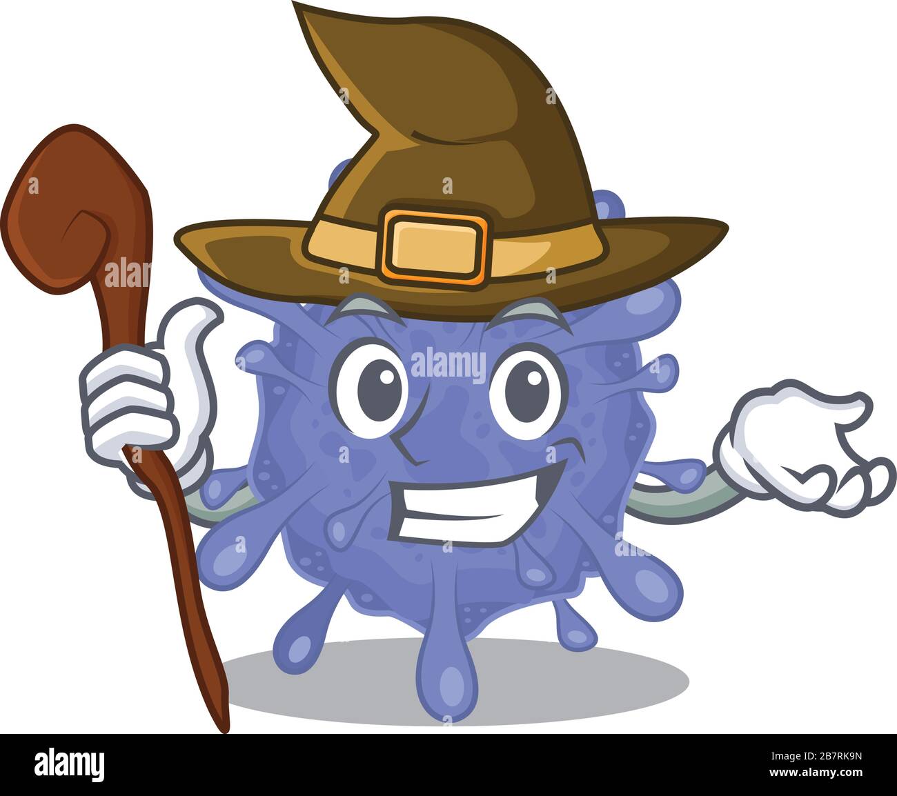 Cute and sneaky Witch biohazard viruscorona cartoon design style Stock ...