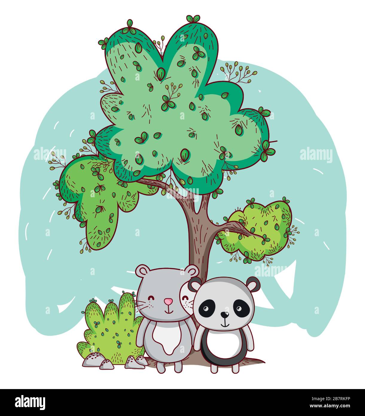 Cartoon Cute Animals Tree