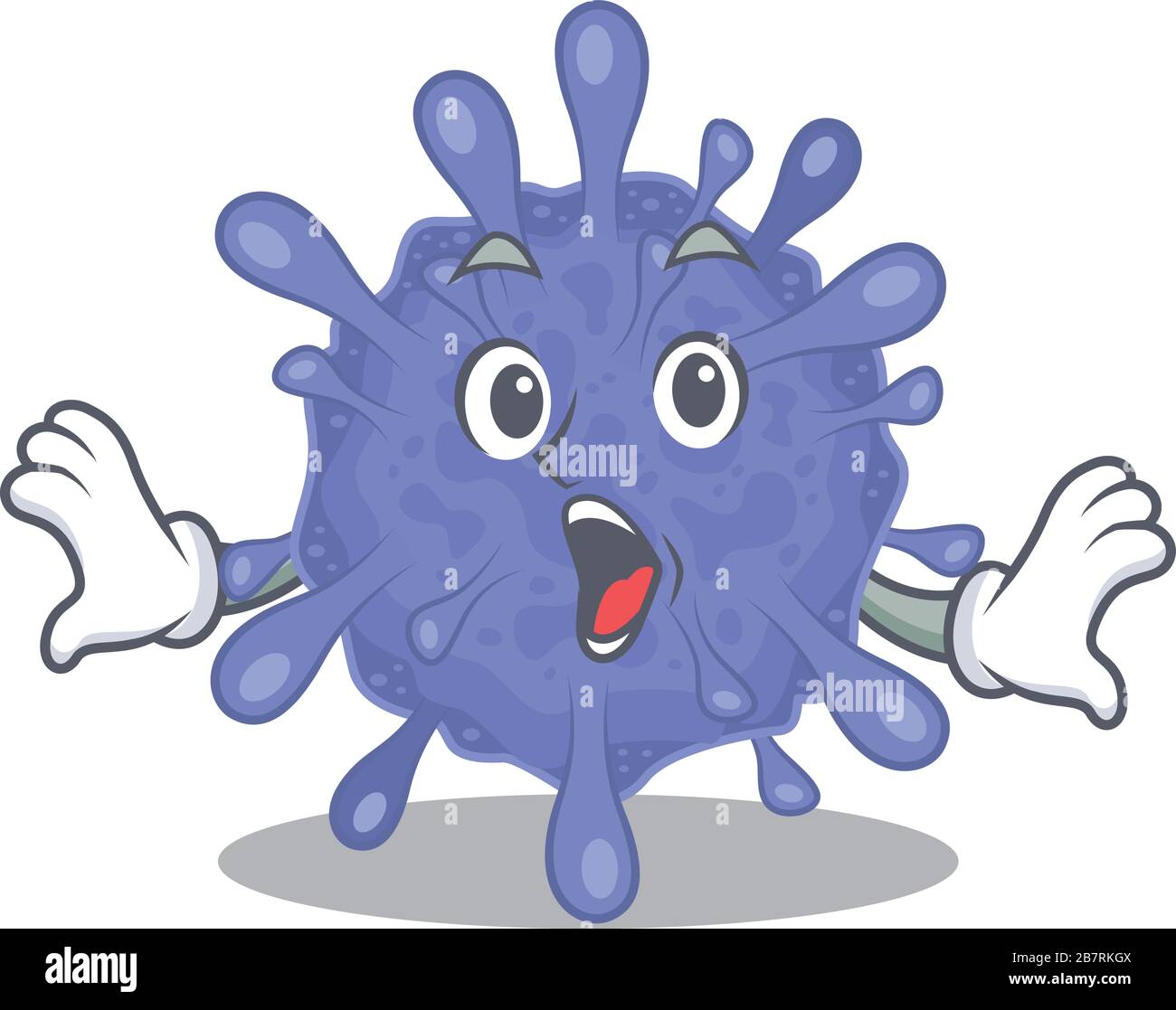 A cartoon character of biohazard viruscorona making a surprised gesture ...