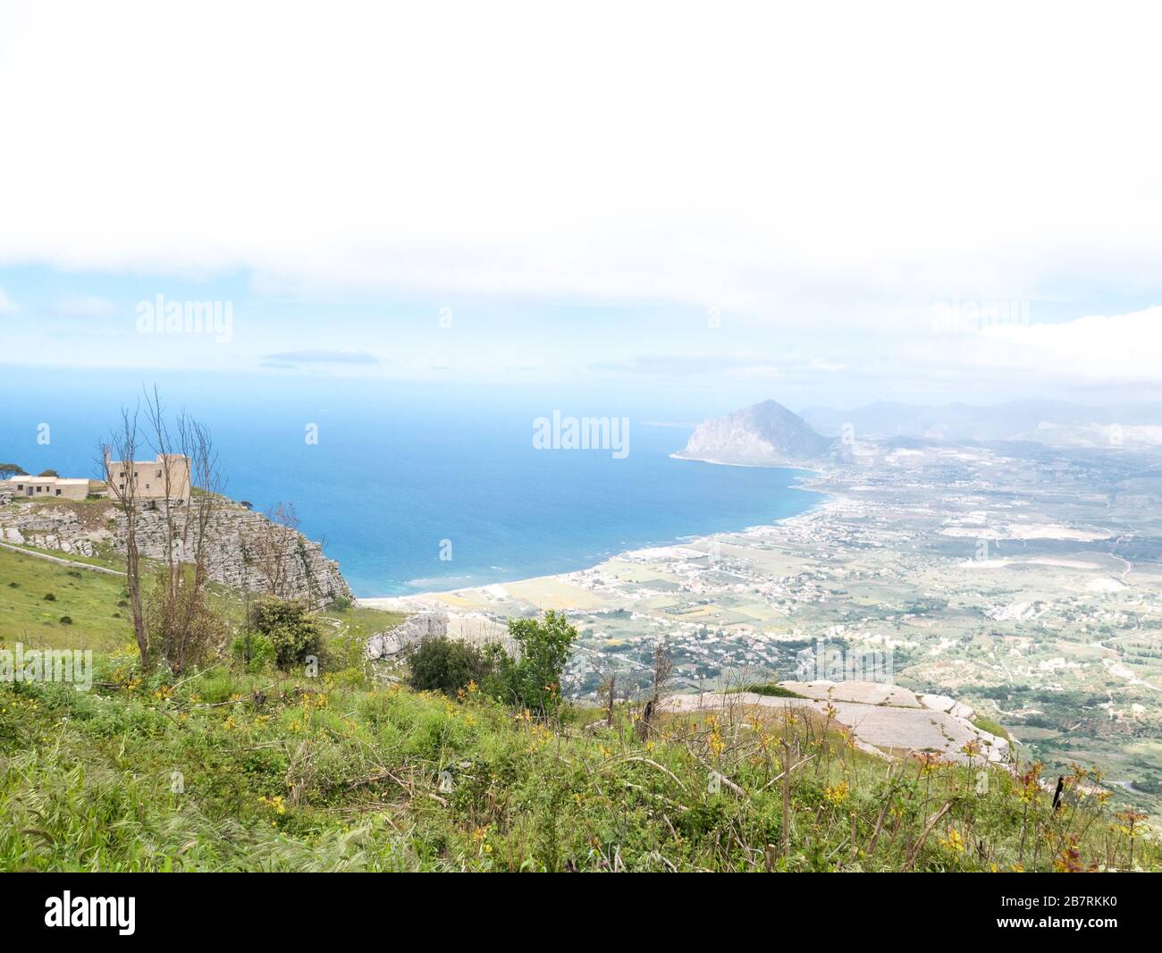 Aerial view of the village and castles of erice erice hi-res stock ...