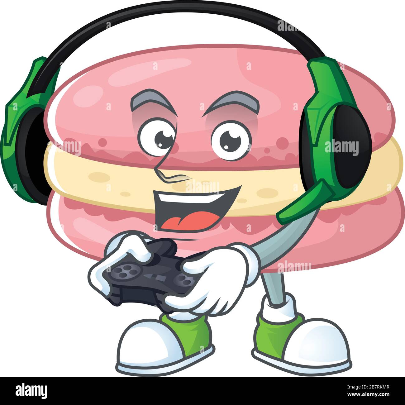 An adorable strawberry macarons in Sailor cartoon character with white ...