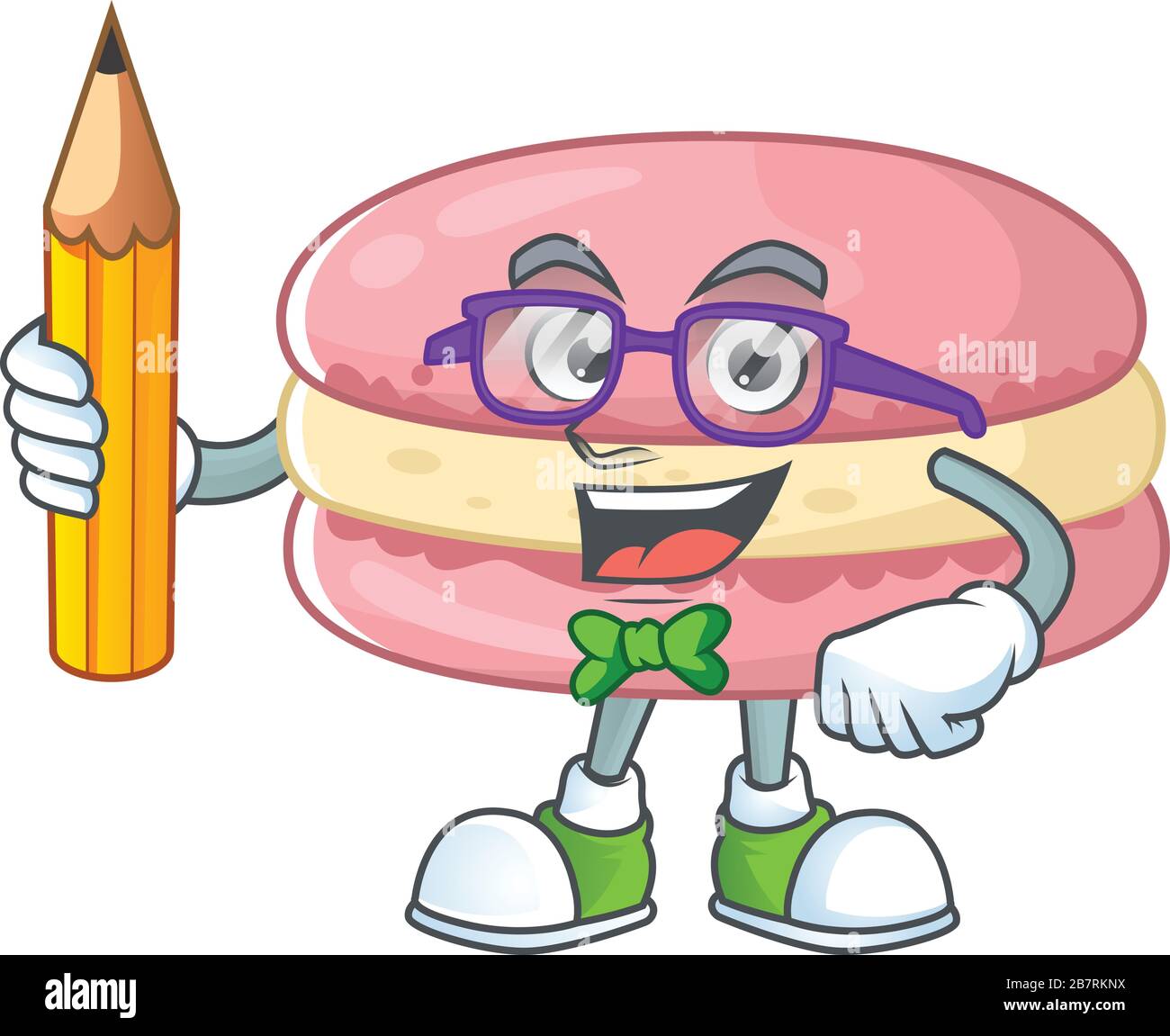 Strawberry macarons clever student character using a pencil Stock ...