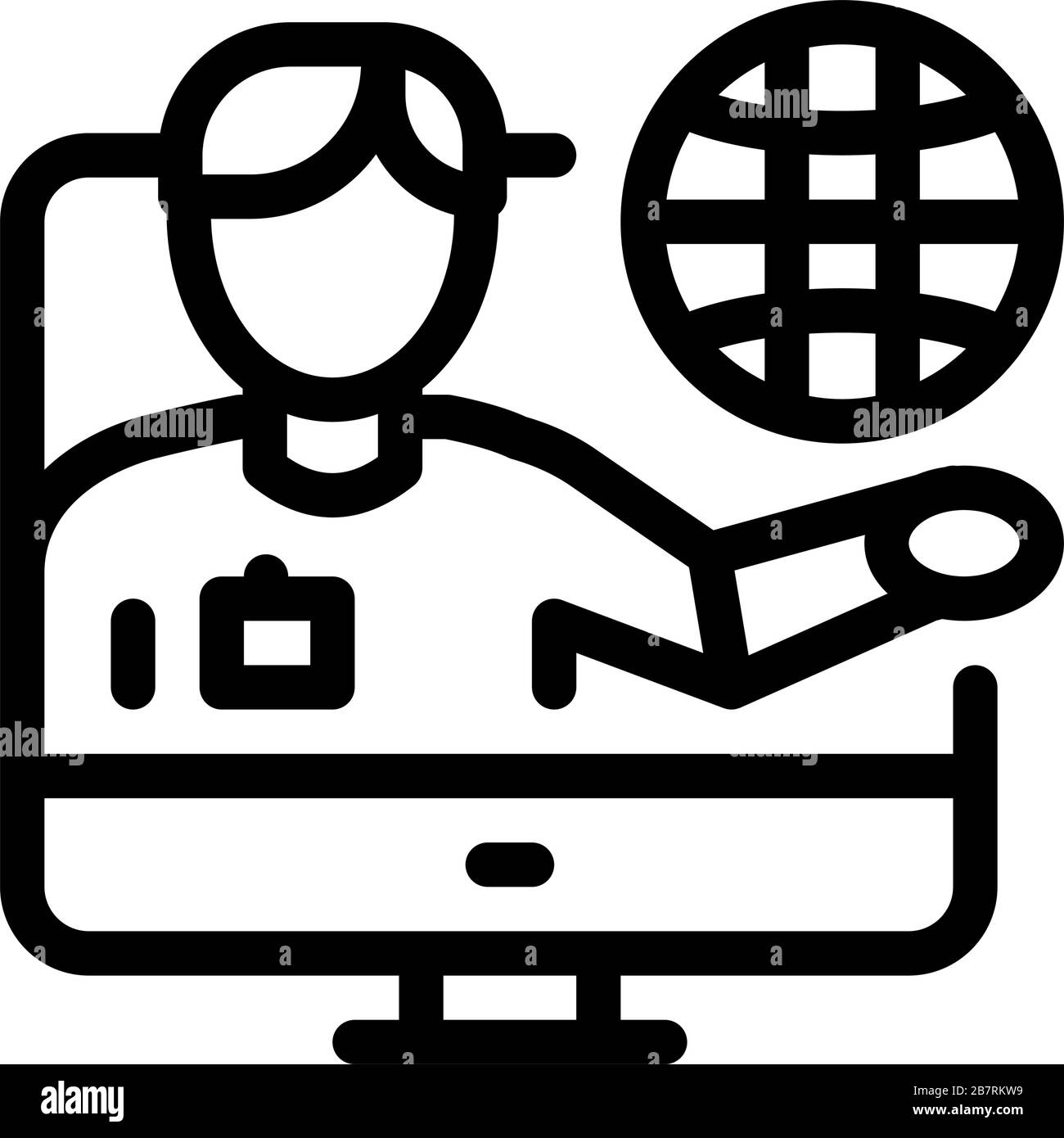 Online Computer Guide Vector Outline Illustration Stock Vector Image ...