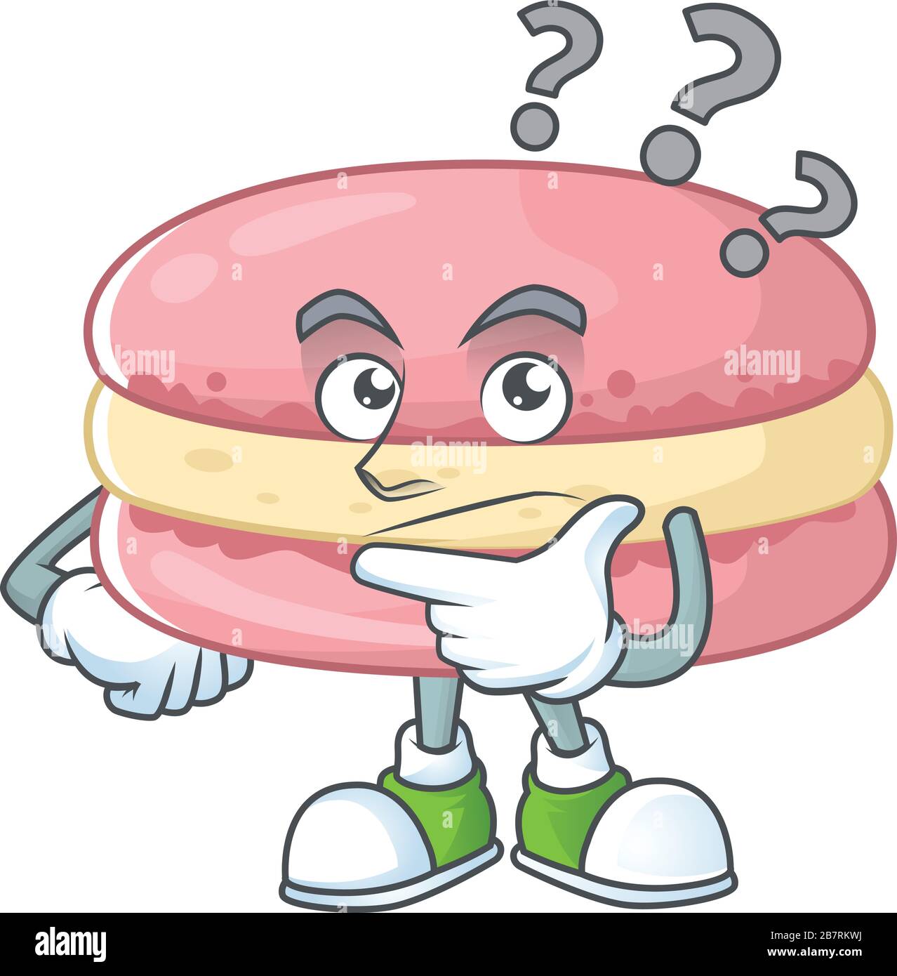 Cute strawberry macarons cartoon character using a microphone Stock ...