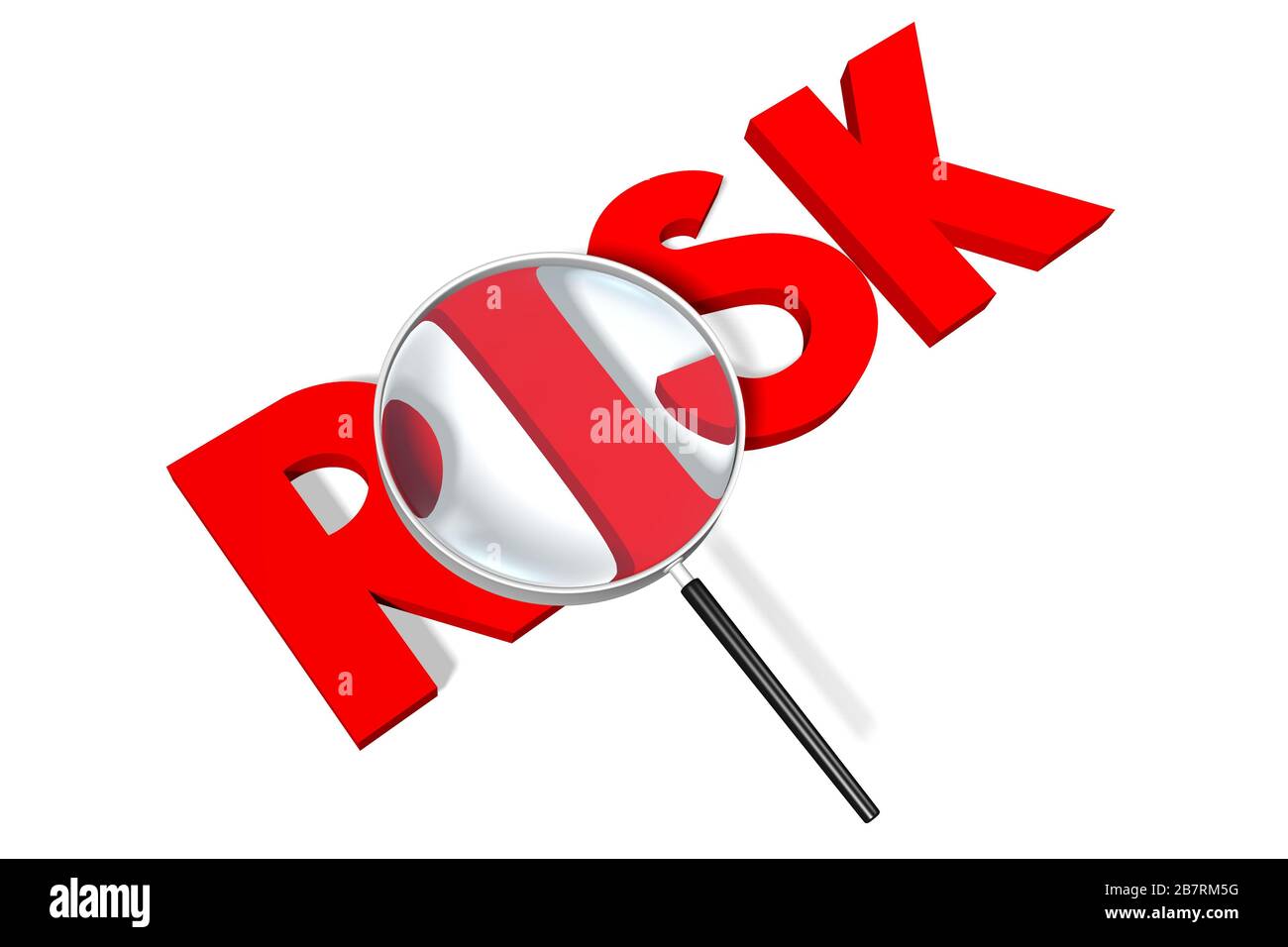 3D magnifying glass - risk Stock Photo - Alamy