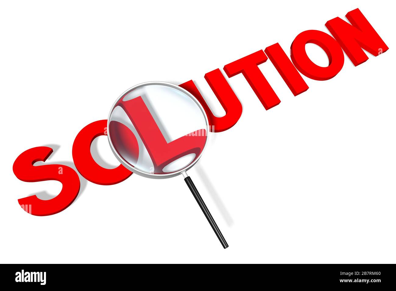 3D magnifying glass - solution Stock Photo - Alamy