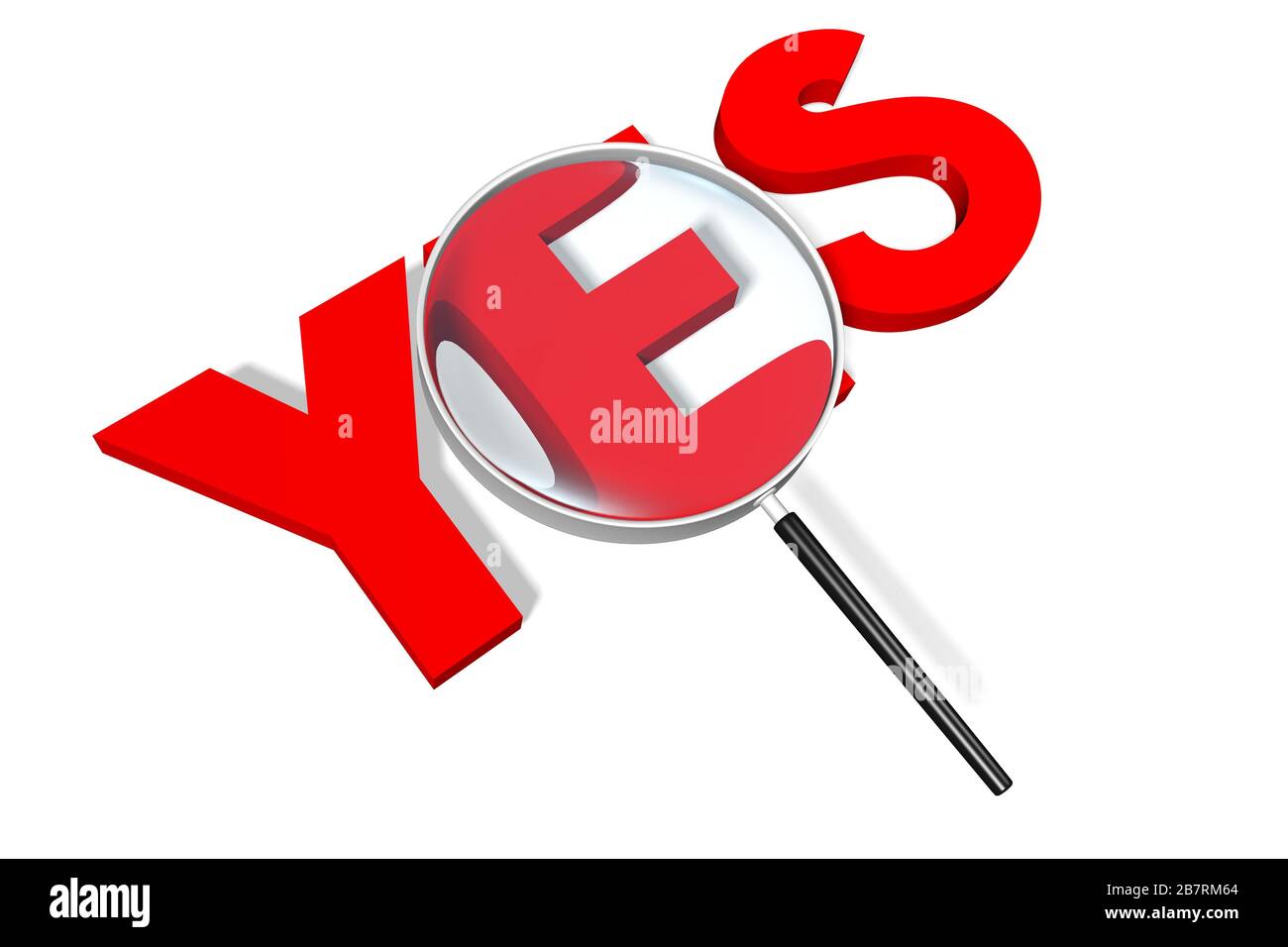 3D magnifying glass - yes Stock Photo - Alamy