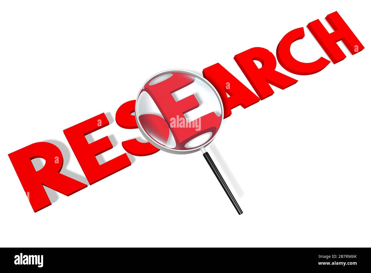 3D magnifying glass - research Stock Photo - Alamy