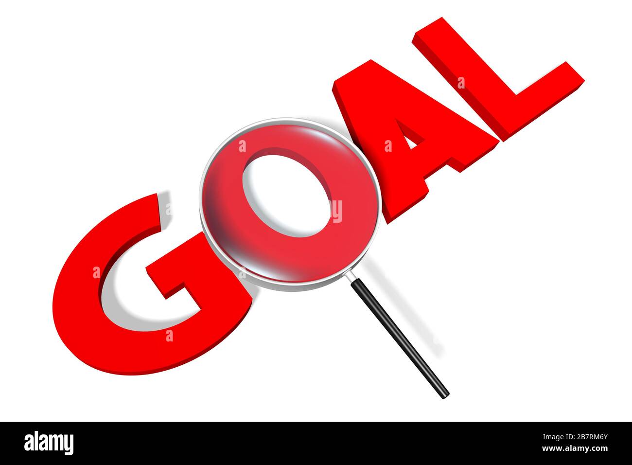 3D magnifying glass - goal Stock Photo - Alamy