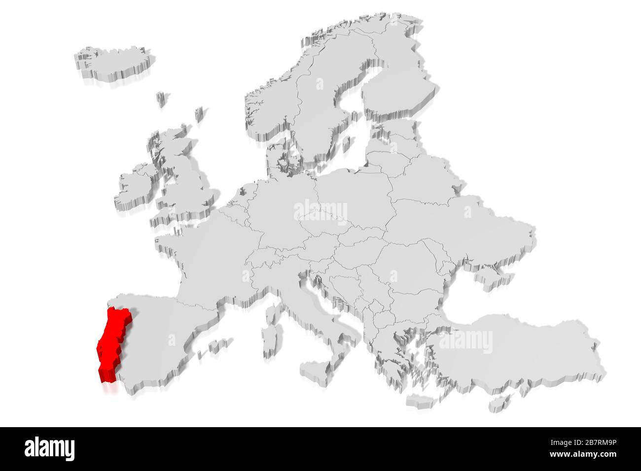 3D map - Portugal Stock Photo - Alamy
