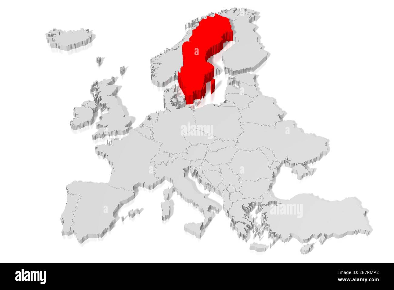 3D map - Sweden Stock Photo - Alamy