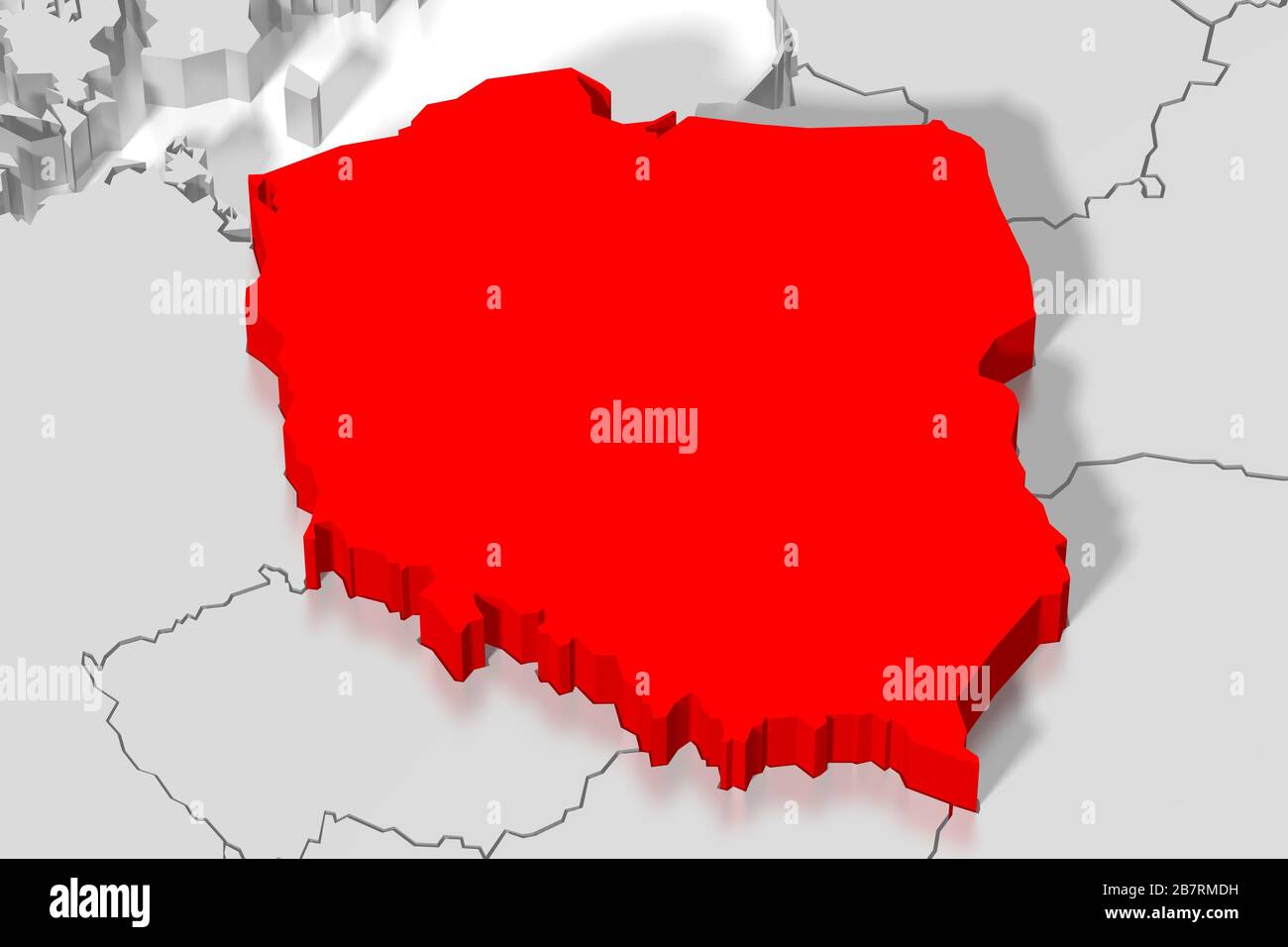 3D map - Poland Stock Photo - Alamy