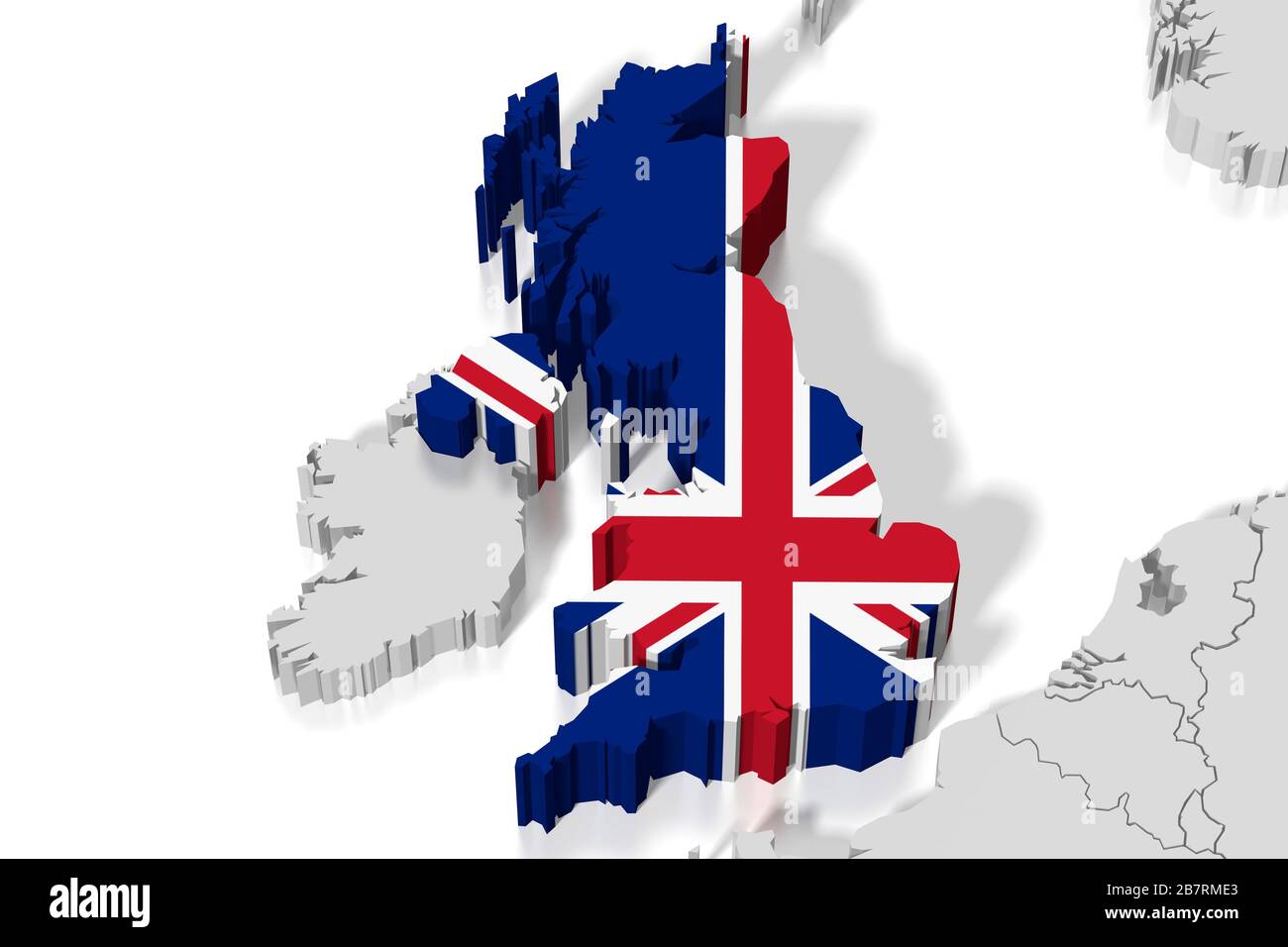 3D map, flag - Great Britain Stock Photo - Alamy