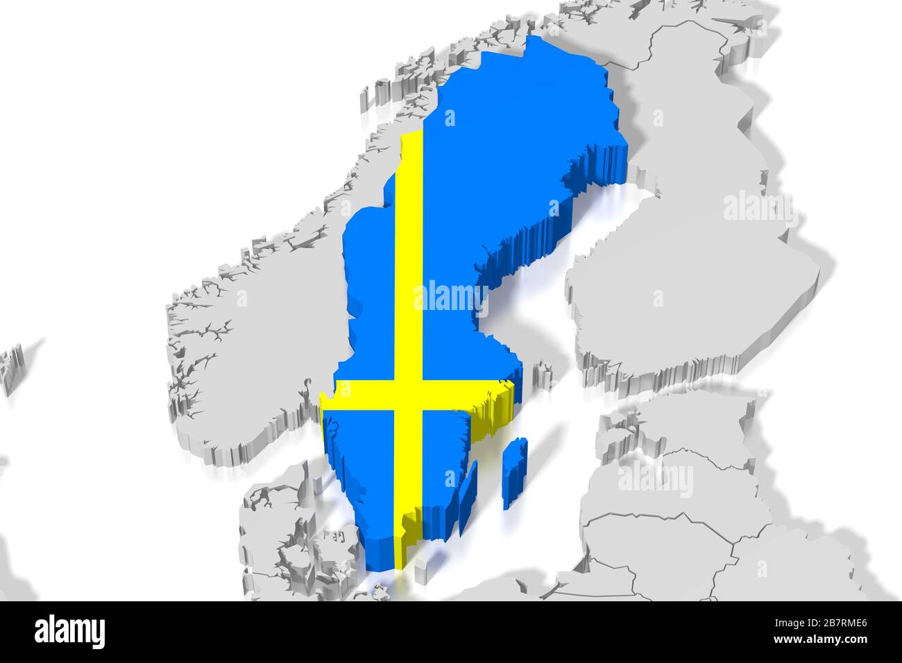 3D map, flag - Sweden Stock Photo - Alamy