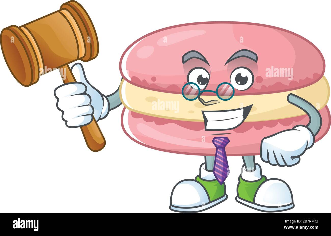 Strawberry macarons wise judge cartoon character design with cute ...