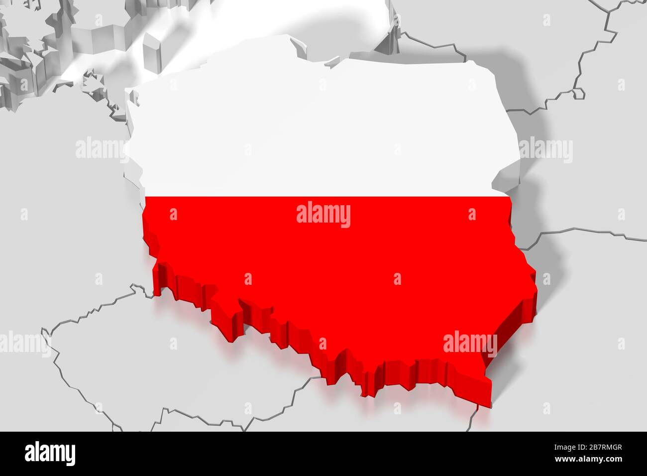 3D map, flag - Poland Stock Photo - Alamy