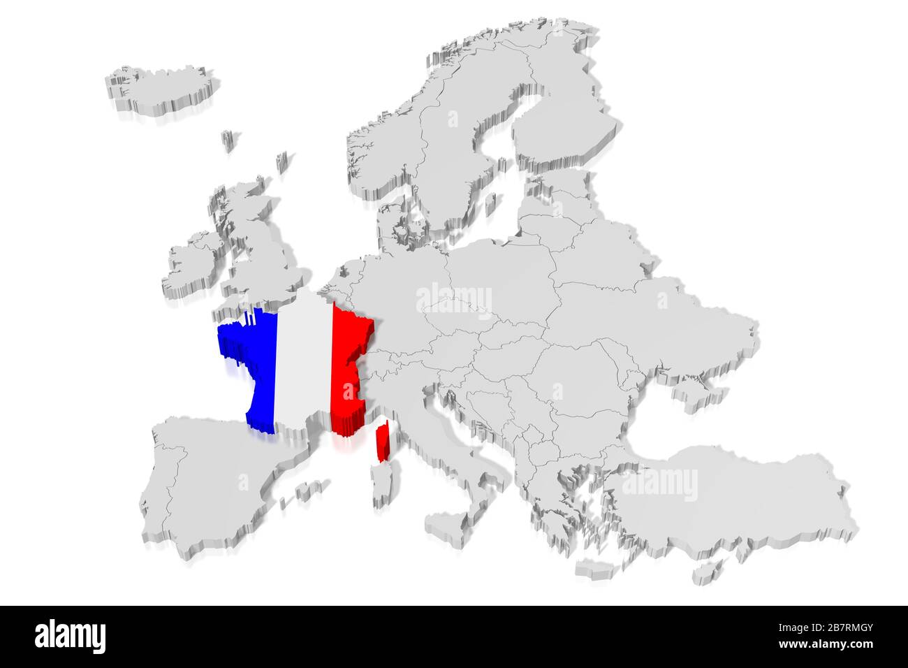 3D map, flag - France Stock Photo - Alamy