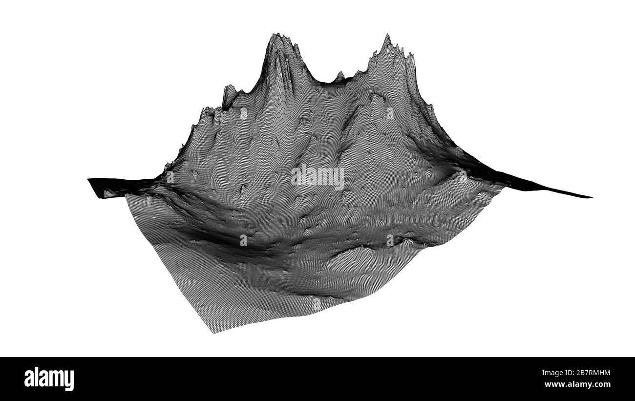 Abstract 3d wire-frame landscape. Blueprint style. Vector rendering ...
