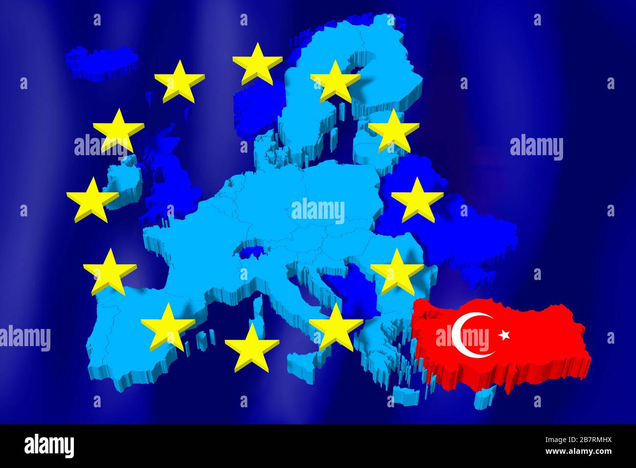 3D European Union map/ flag - Turkey Stock Photo - Alamy